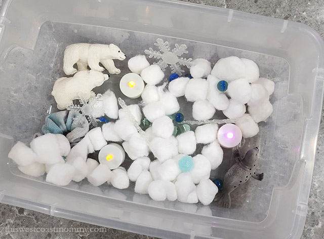 winter sensory bin | This West Coast Mommy